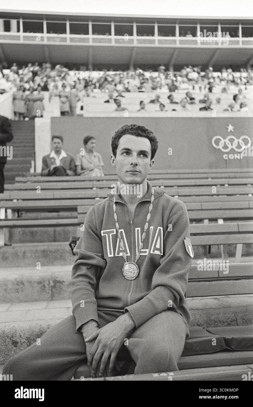 The Italian sprinter Livio Berruti with the gold medal around his neck ...