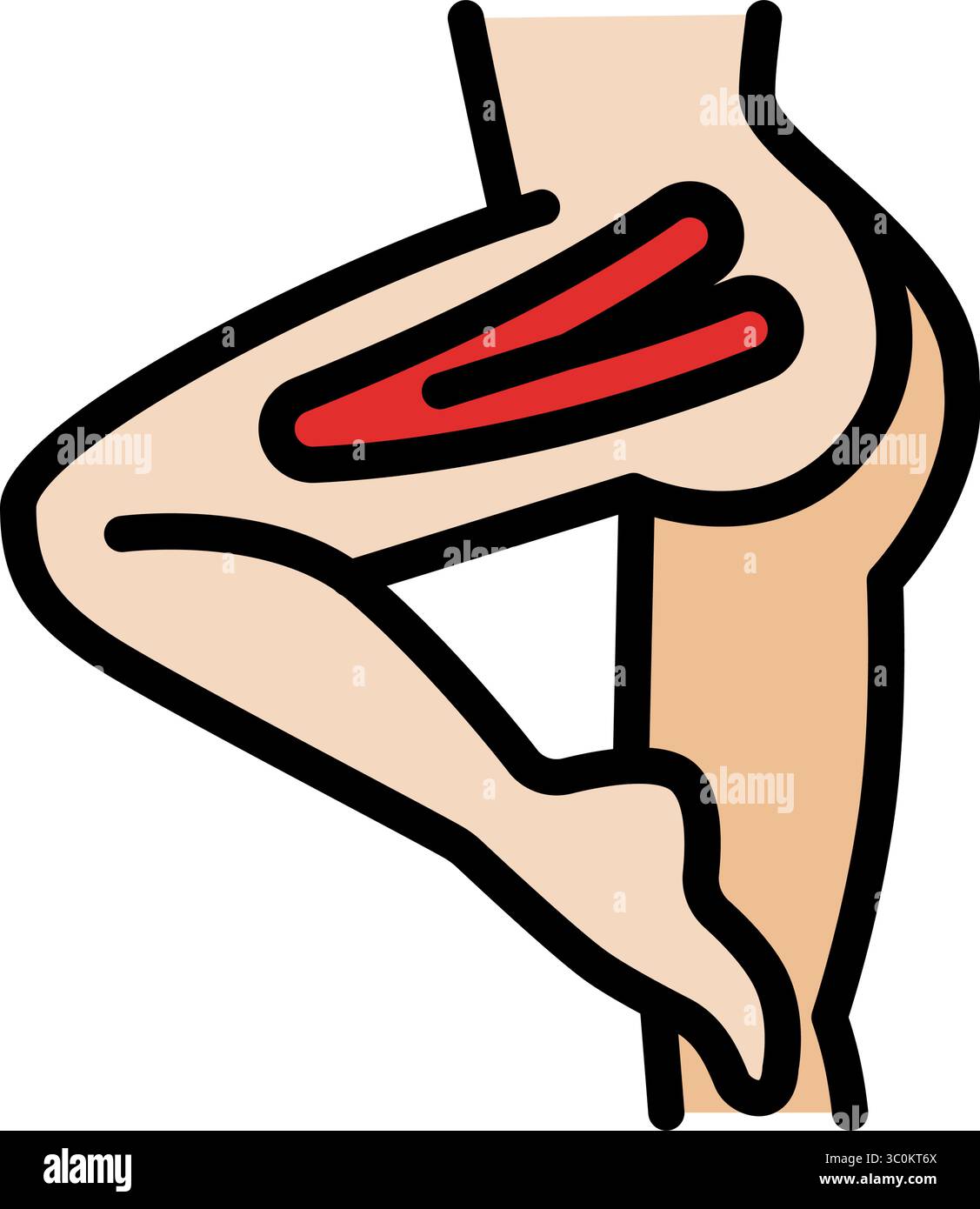 Hip joint kinesio tape strips color icon. Joints and ligaments support ...