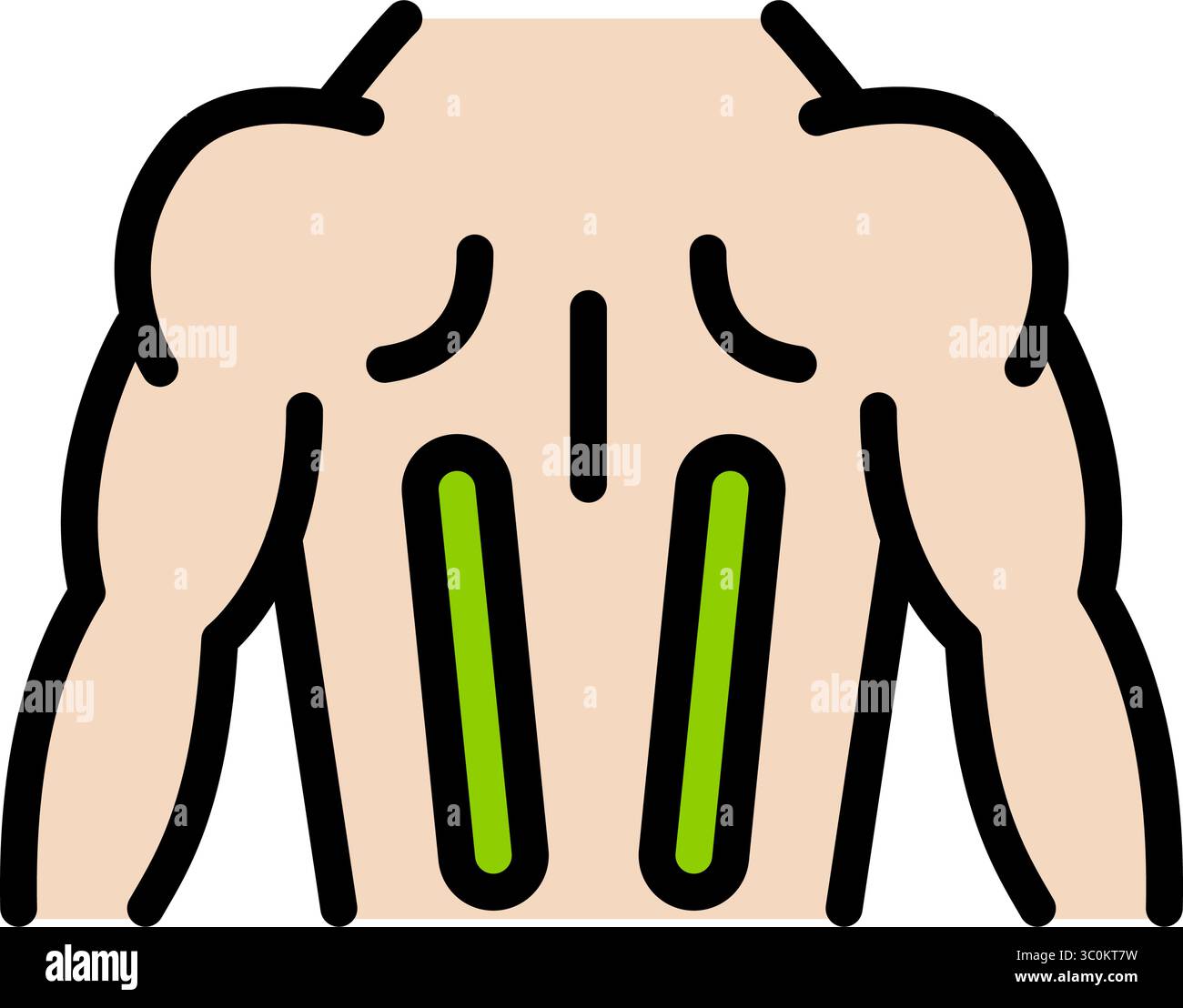 Back kinesio tape strips spine color icon. Elastic therapeutic tape ...