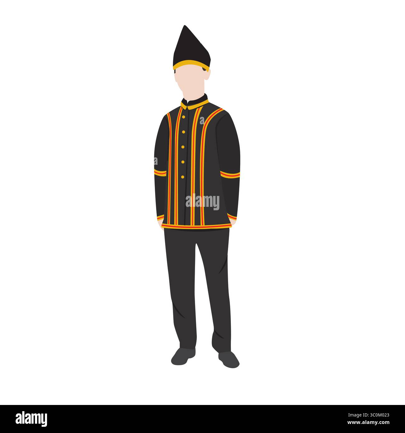 Vector flat illustration. Malaysian Sabahan man wearing traditional ...