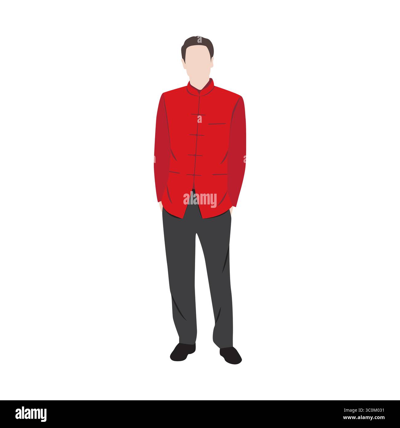 Vector flat illustration. Malaysian Chinese man wearing traditional ...