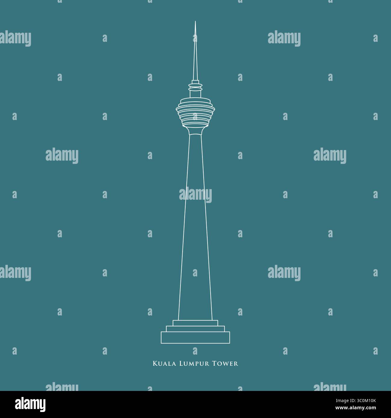 Line vector illustration of Kuala Lumpur Tower in Malaysia Stock Vector ...