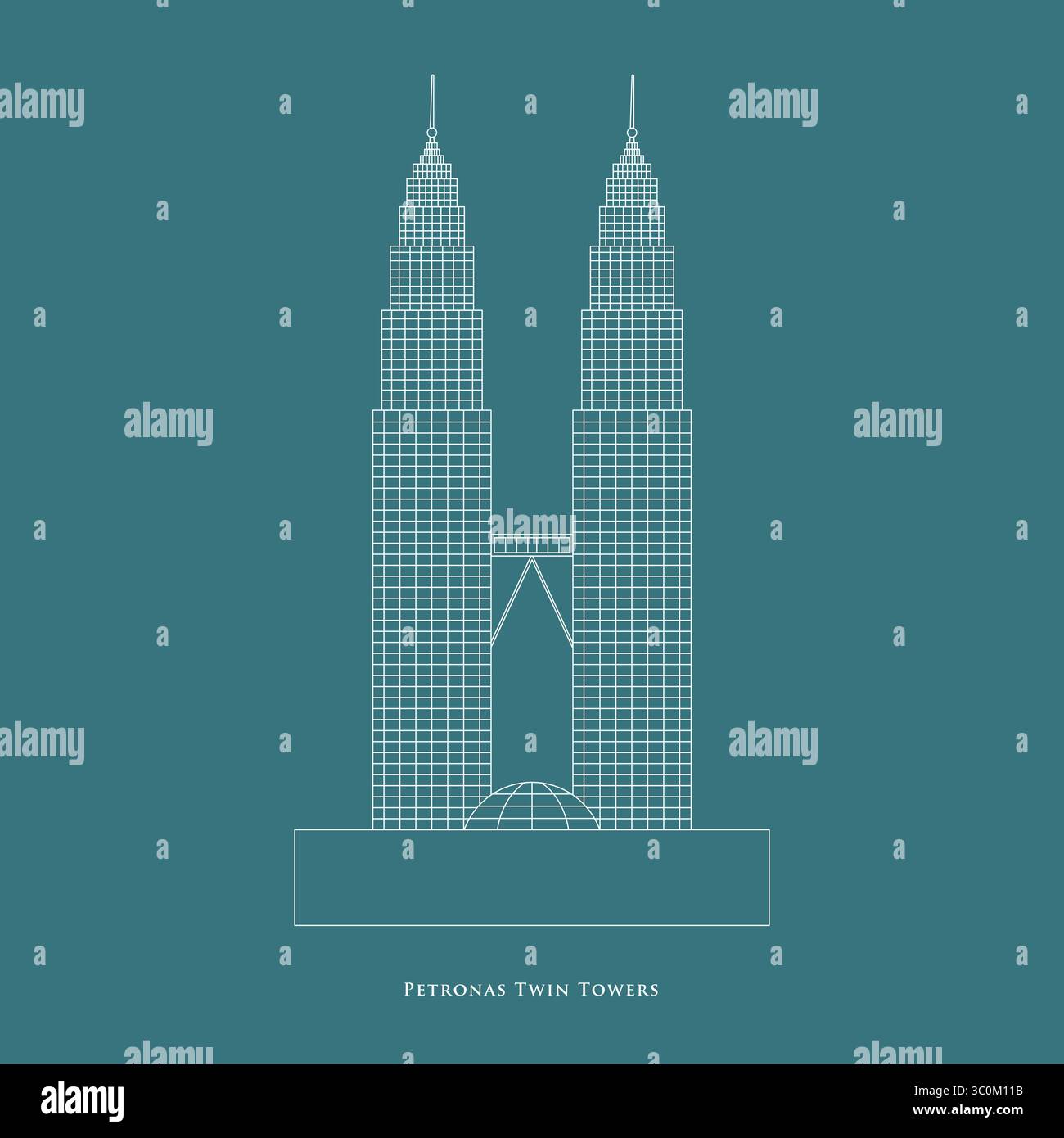 Line vector of Petronas Twin Towers, second tallest building in Malaysia Stock Vector Image ...