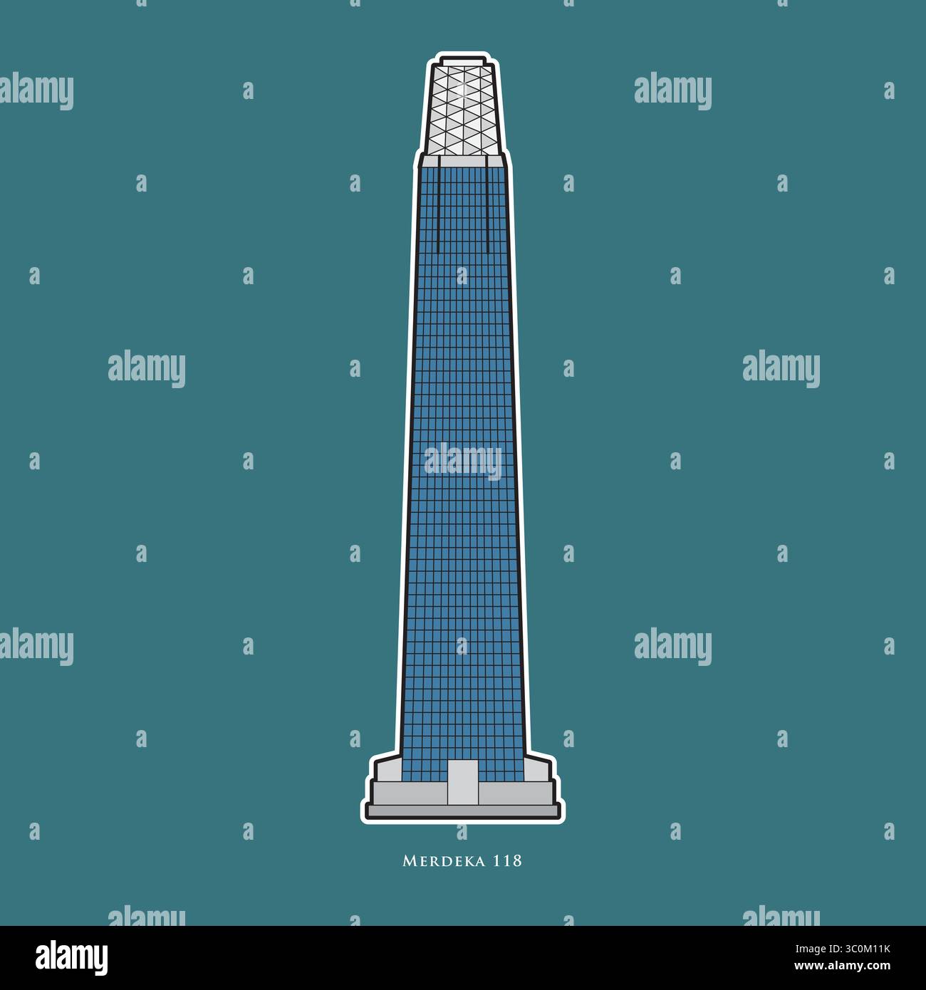 Vector illustration of The Exchange 106, third tallest building in ...