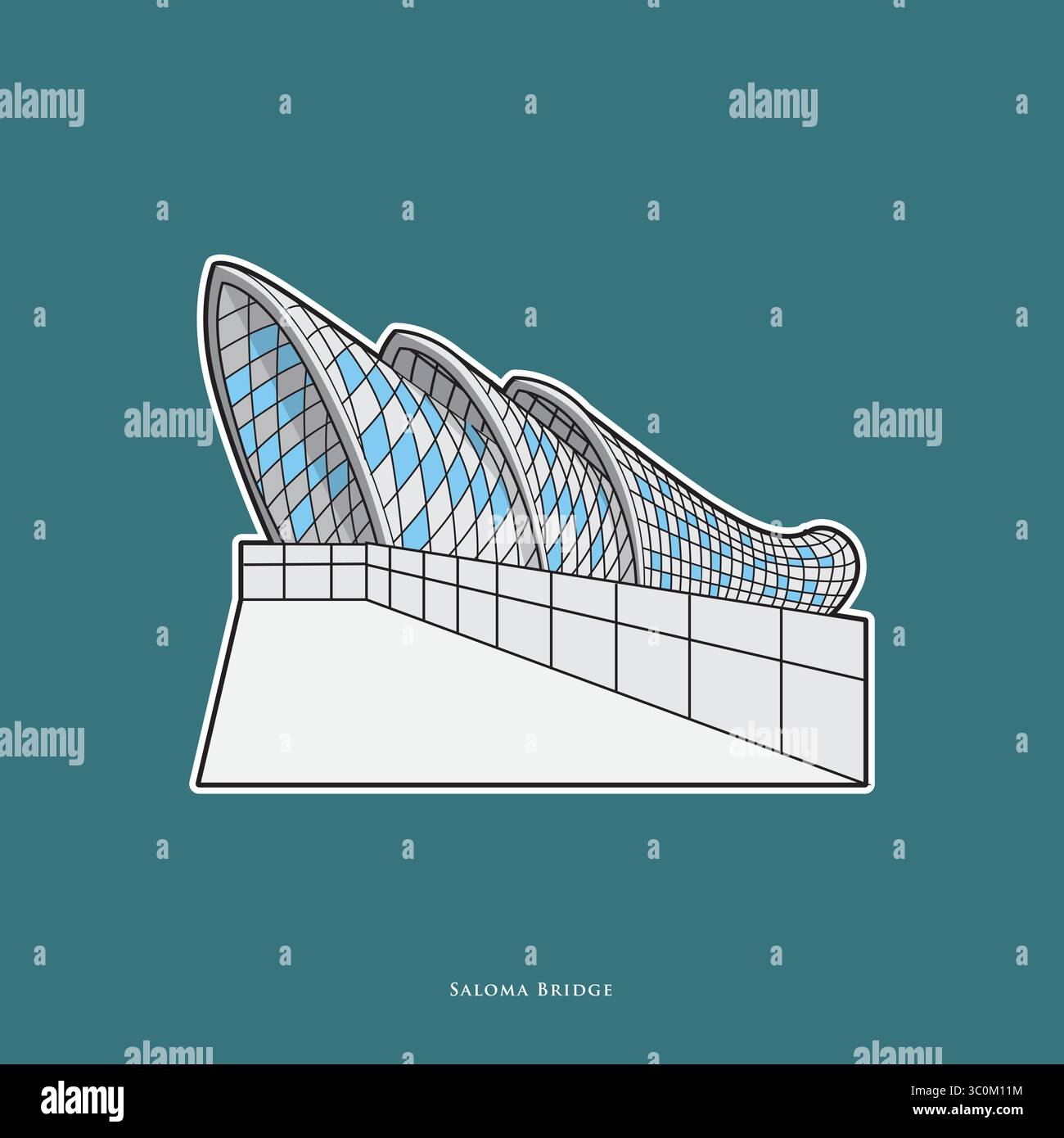 Vector illustration of Saloma Bridge in Kuala Lumpur, Malaysia Stock ...