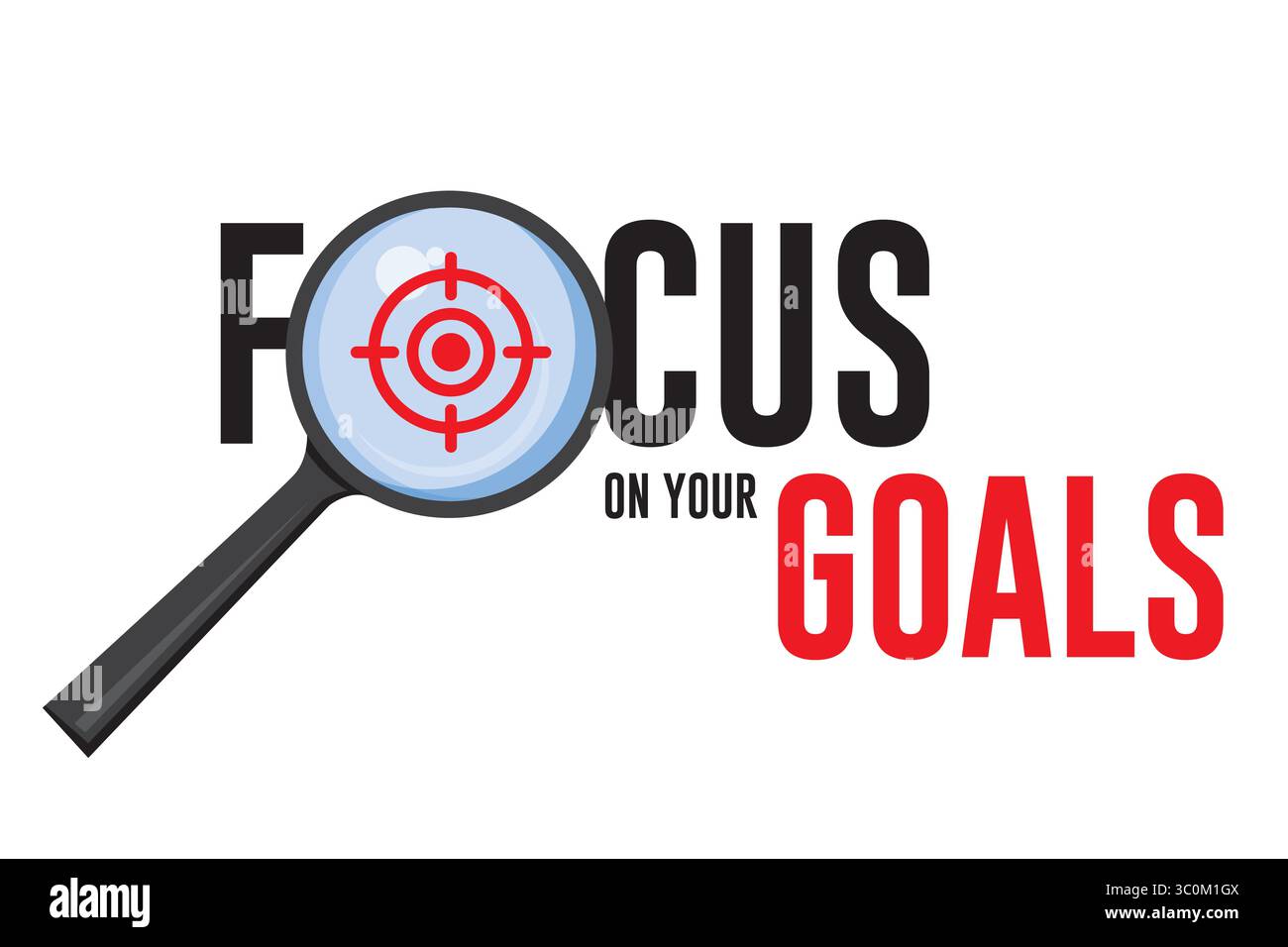 Focus on your goals typography with magnifying glass. motivational ...