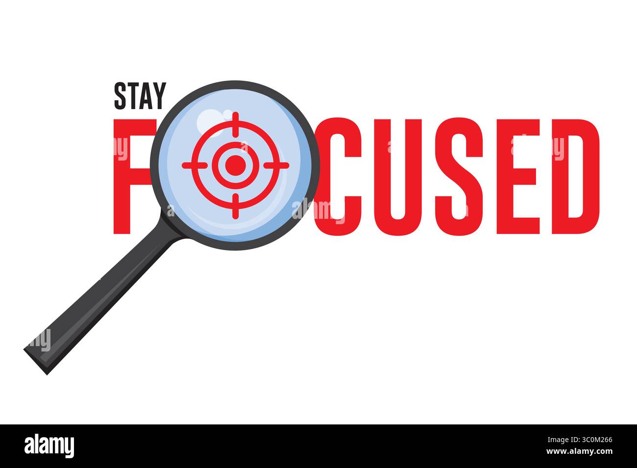 Vector of Stay Focused typography with magnifying glass. motivational ...
