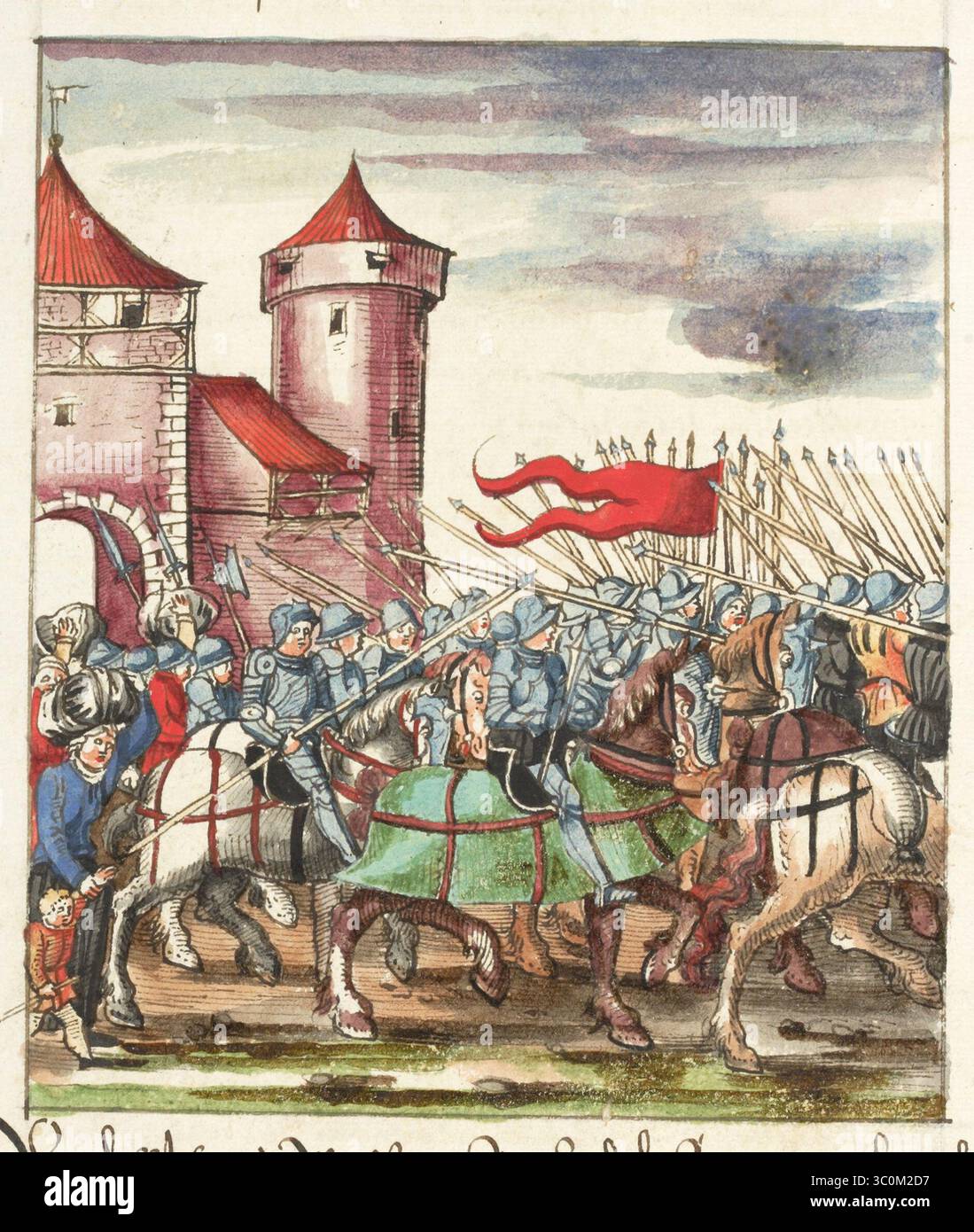 An army marches to war in a scene from the Burgundian Wars (1474-1477 ...