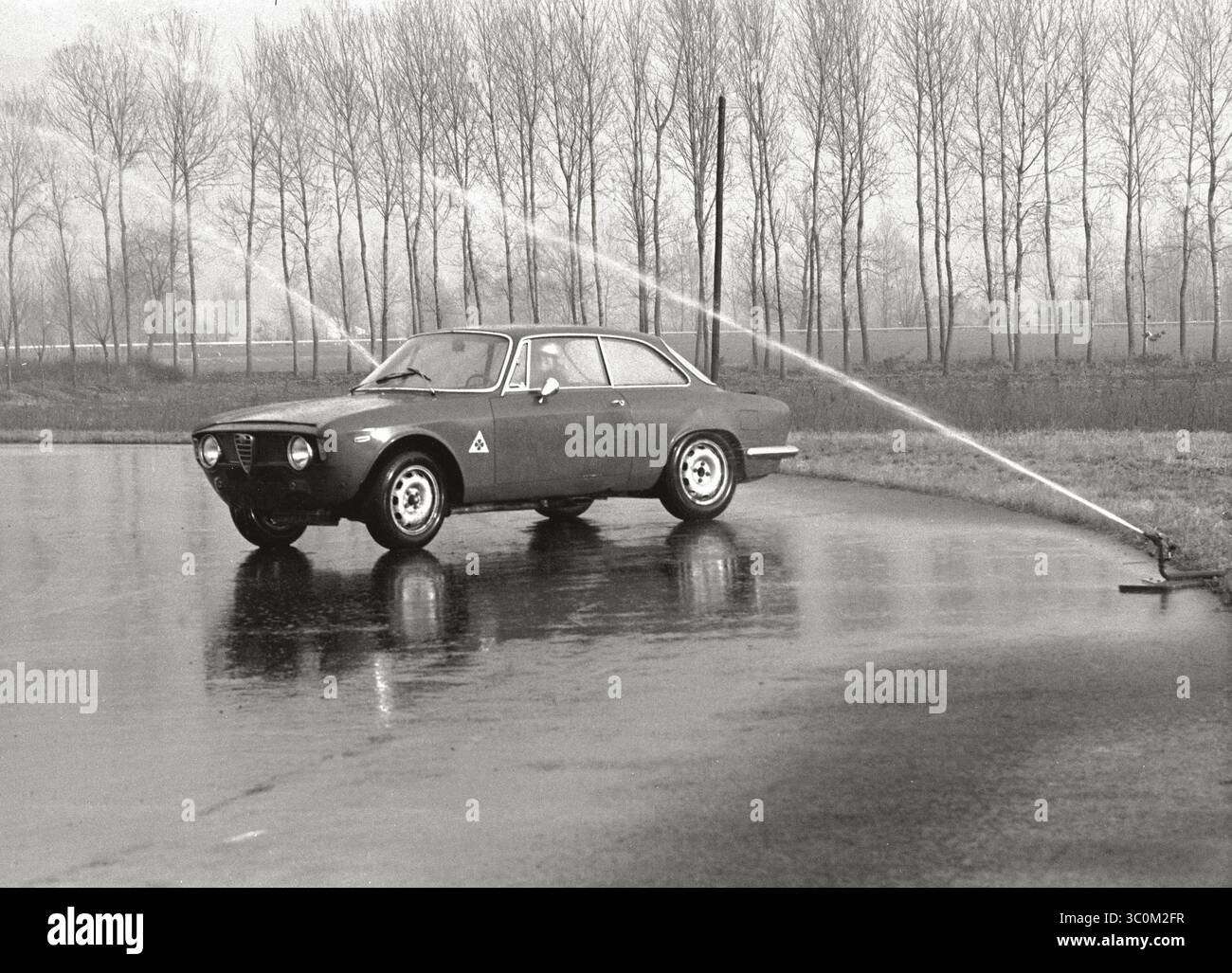 A car of the Alfa Romeo Italian car company being tested on the Balocco ...