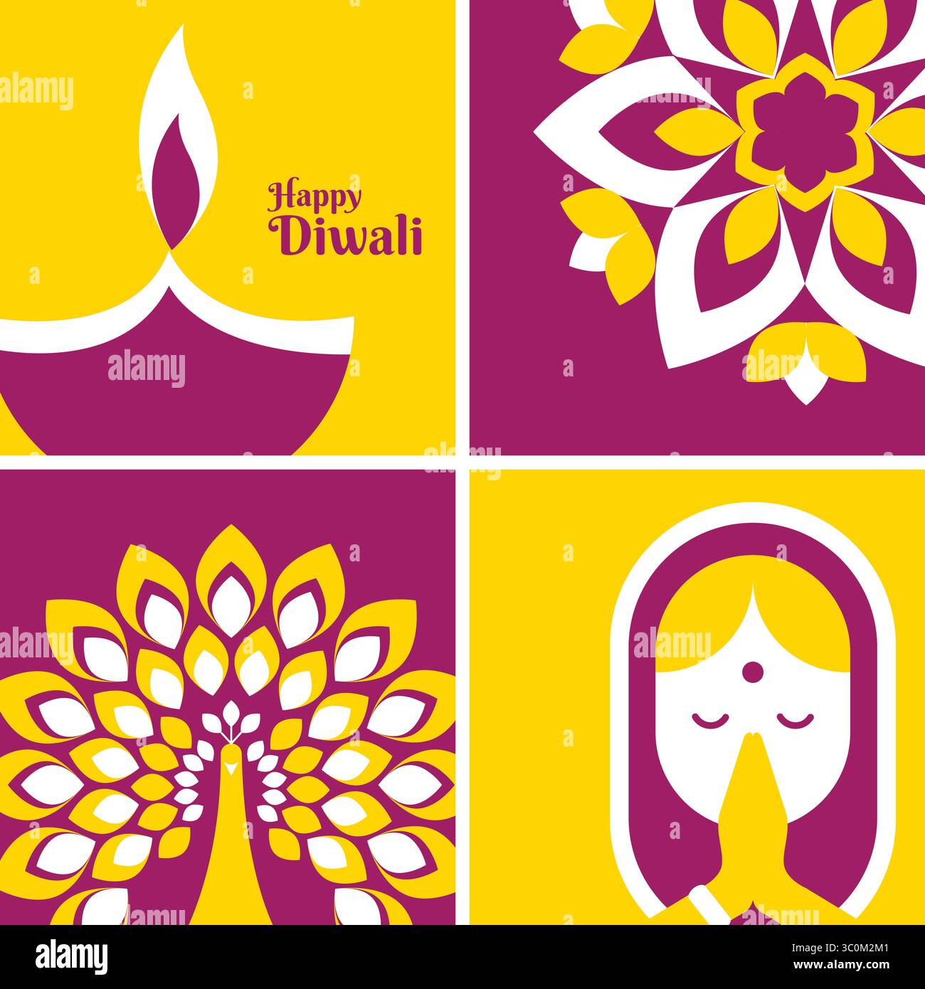 Vector illustration of Happy Diwali concept. Modern geometric ...