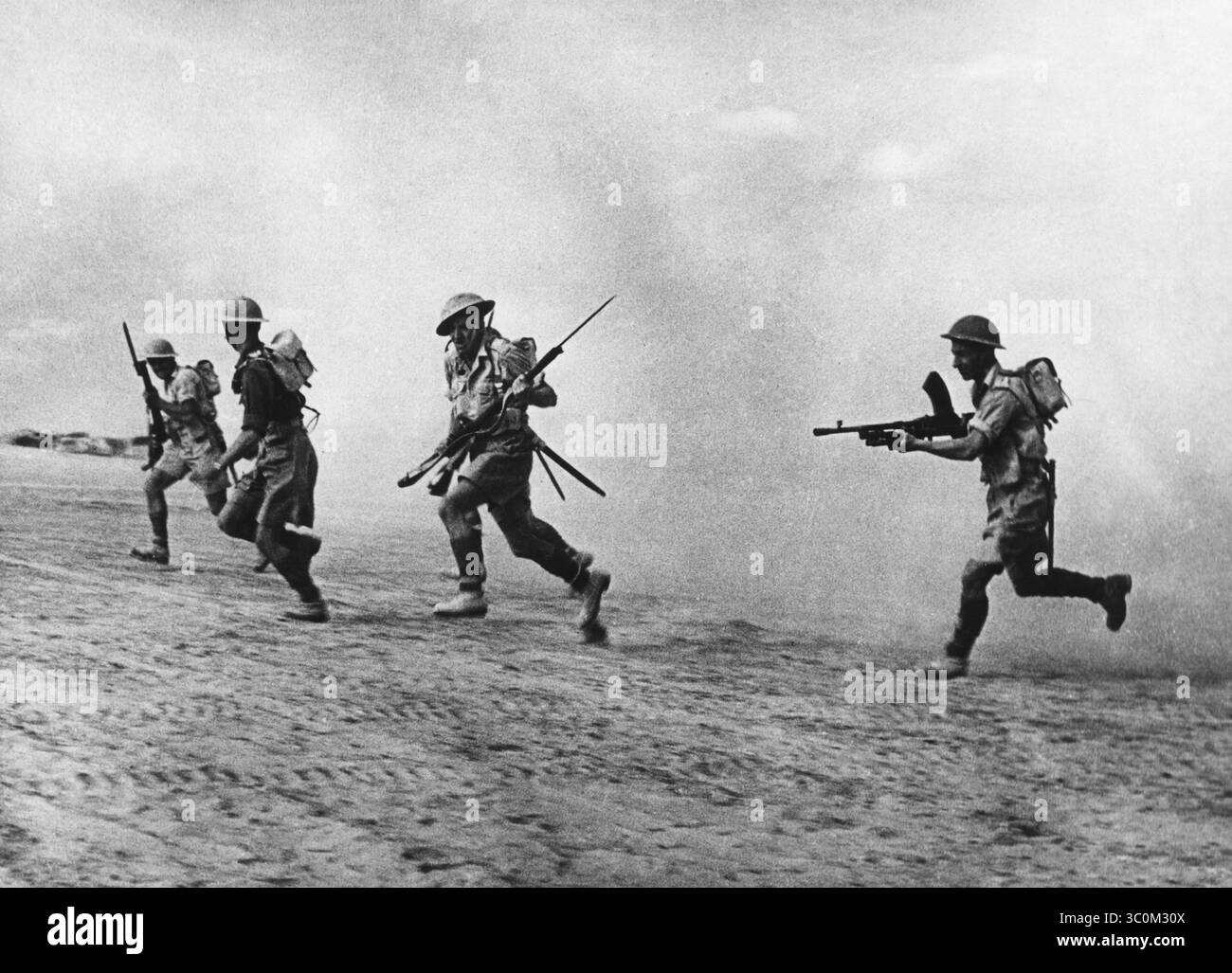 A British Infantry Patrol following the retreating German forces. El ...