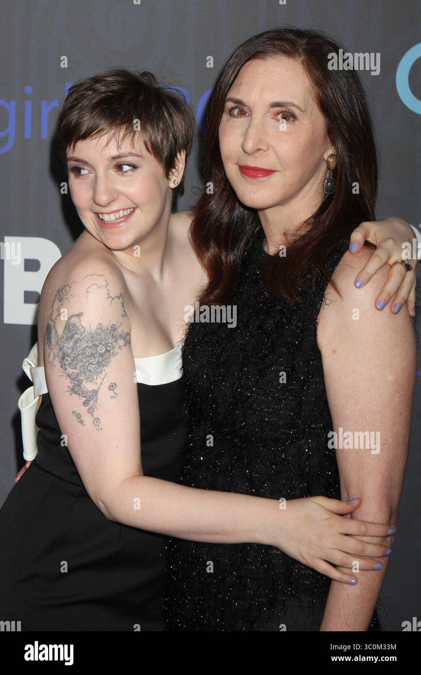Lena Dunham and mother Laurie Simmons attend the premiere of HBO's "Girls" Season 2 at NYU ...