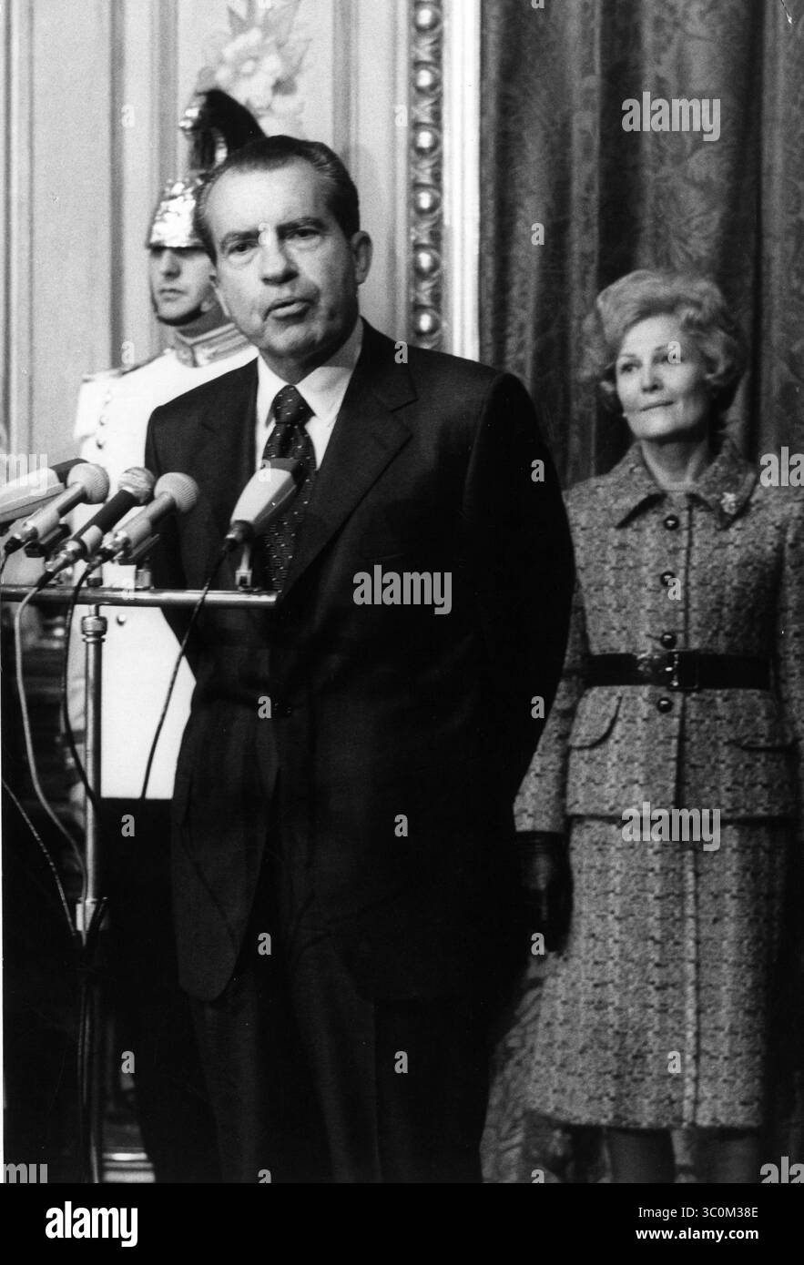 The U.S. President Richard Nixon making a speech at the Quirinal Palace ...