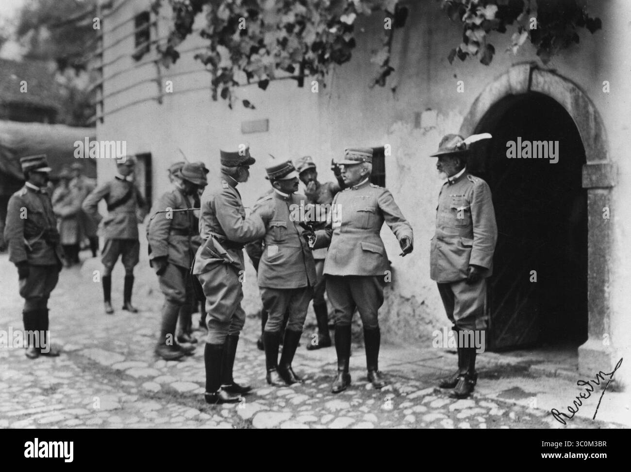 Luigi Cadorna visiting Alpine veterans from Monte Nero with Generals ...