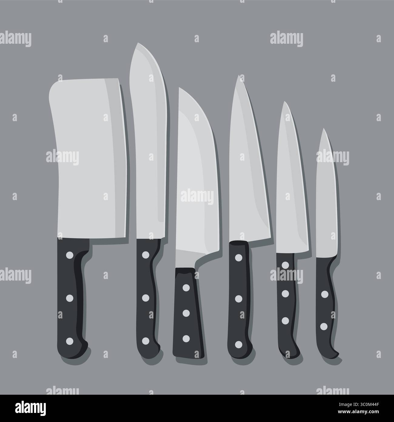 vector illustration of kitchen knives set. various type of kitchen ...