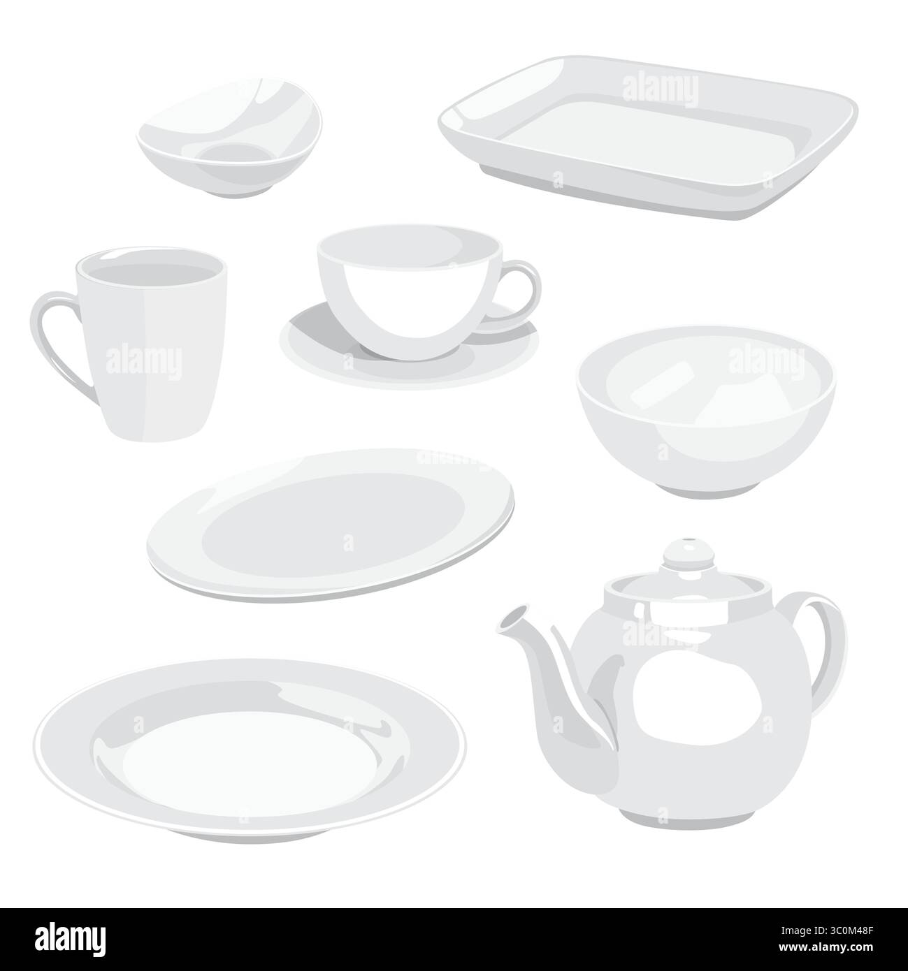 Various glassware on white Black and White Stock Photos & Images - Alamy