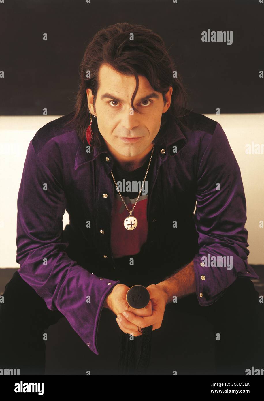 Portrait of the singer of the Italian rock band Litfiba Piero PelÃ¹ ...