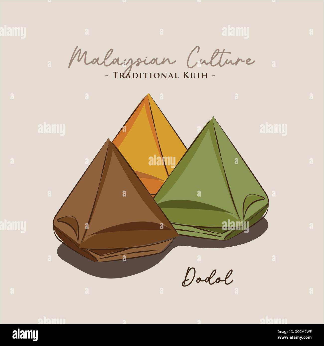 Vector illustration of famous Malaysian traditional dessert kuih dodol ...