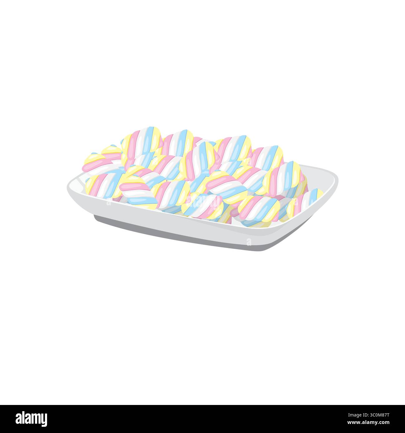 Vector illustration of colourful pastel Marshmallow twists on plate ...