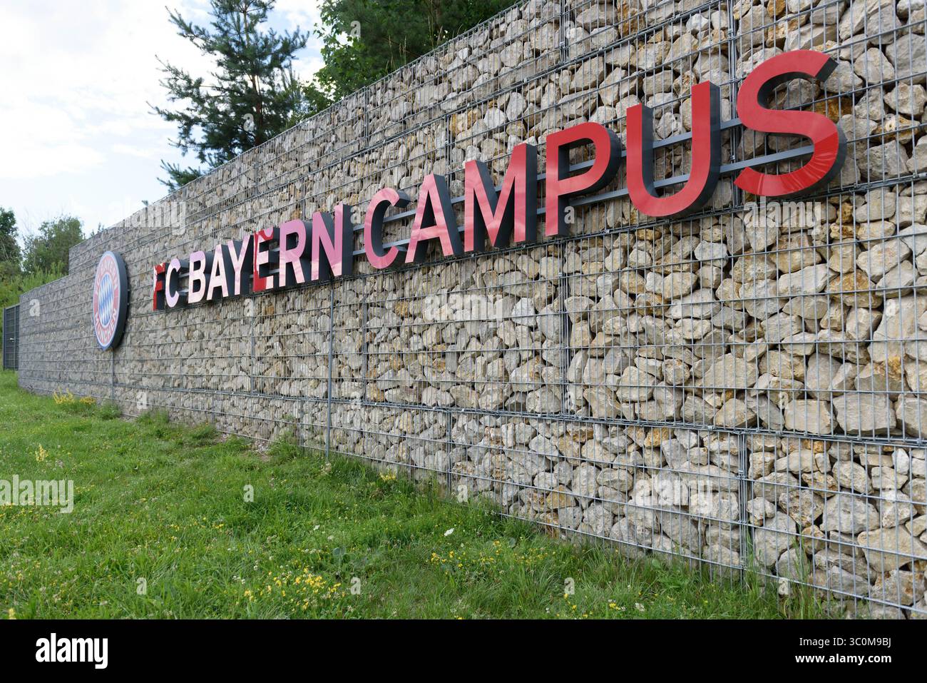 Munich, Germany, July 21st 2025: FC Bayern Campus lettering and logo at ...