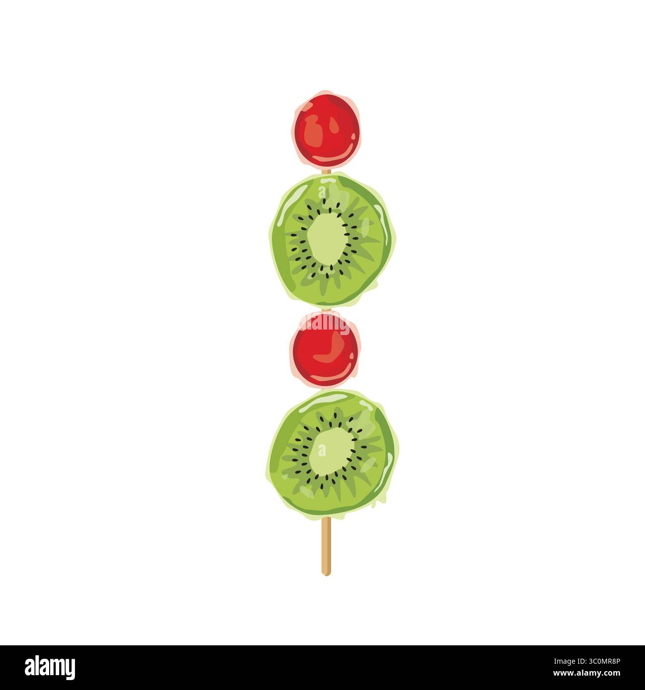 Vector illustration of fruit skewer Tanghulu, Asian street food. snack ...