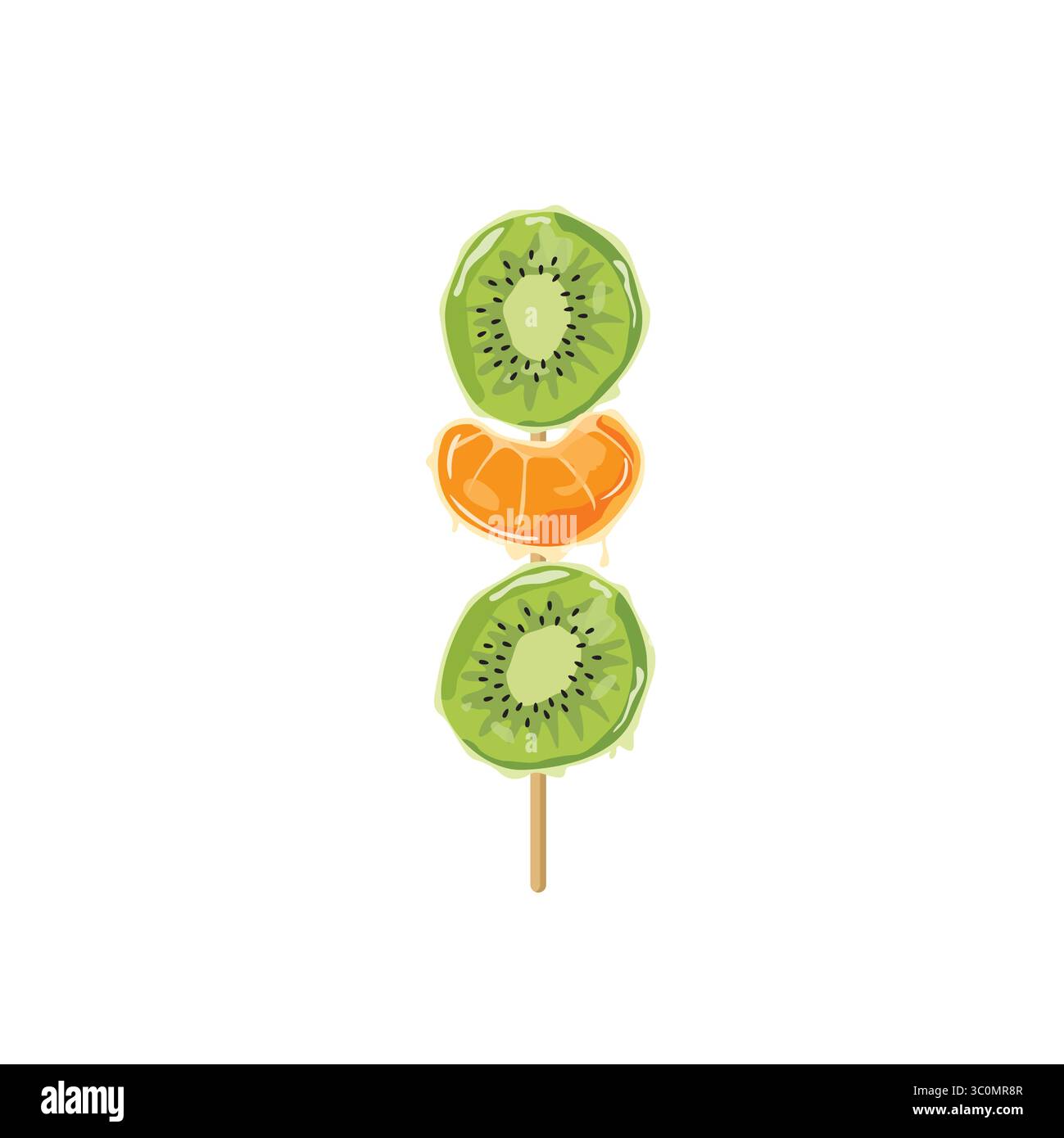 Vector illustration of fruit skewer Tanghulu, Asian street food. snack ...