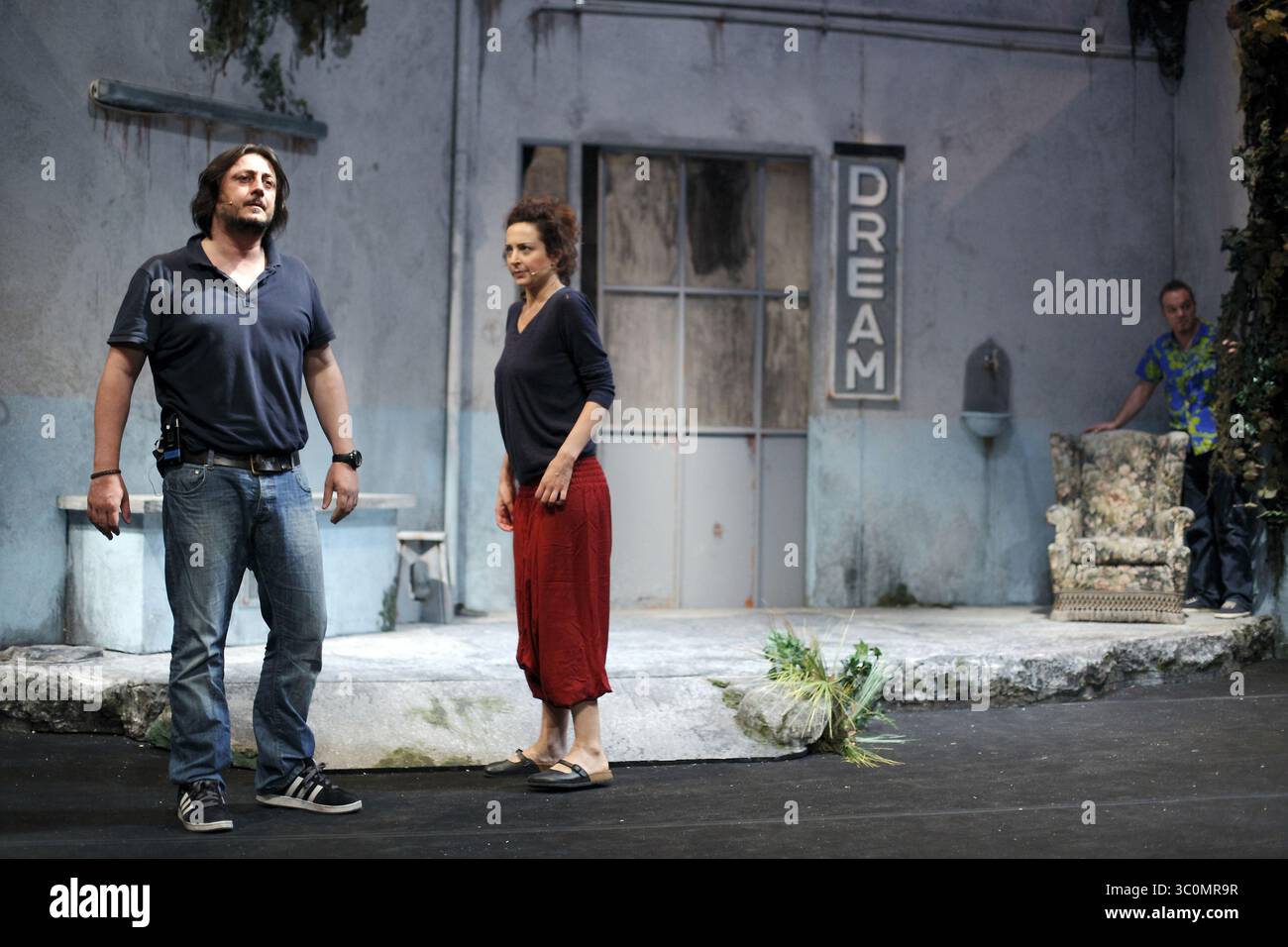 Alessandro Betti and Marta Zoboli, young Italian comic actors, during ...