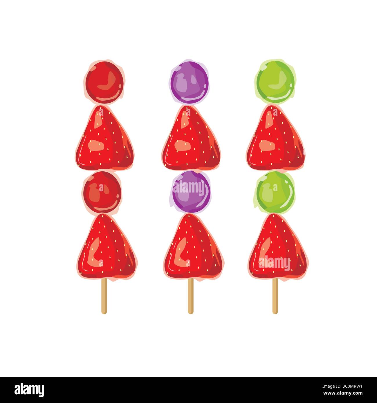 Vector illustration of fruit skewer Tanghulu, Asian street food. snack ...