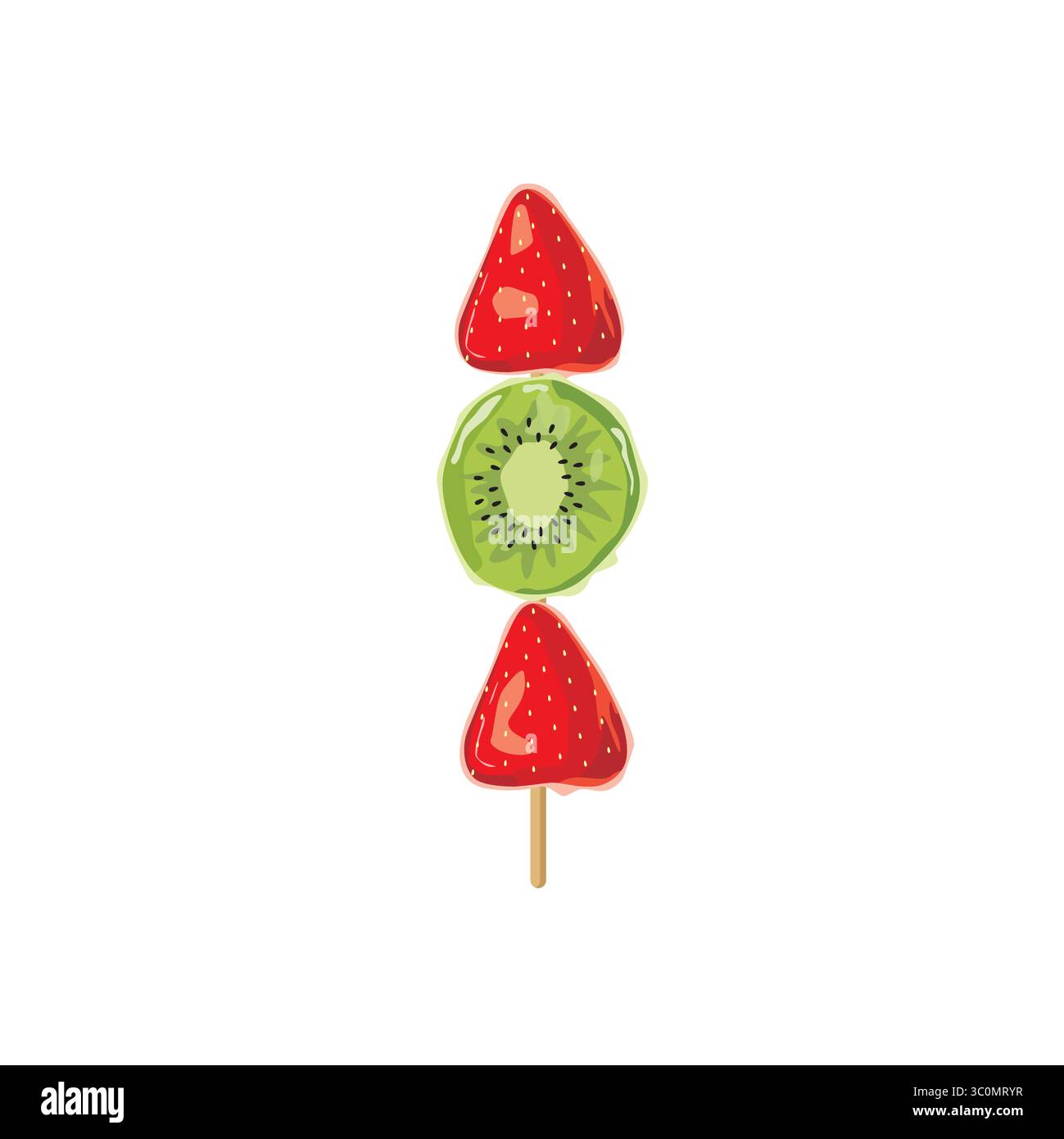 Vector illustration of fruit skewer Tanghulu, Asian street food. snack ...