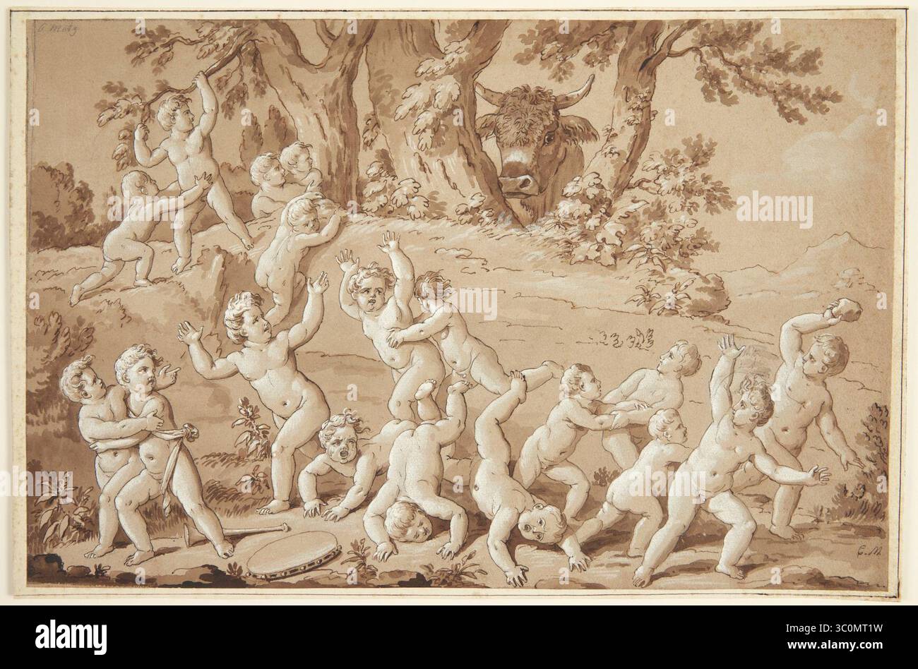 Conrad Martin Metz, Putti flygter fra en tyr Stock Photo - Alamy