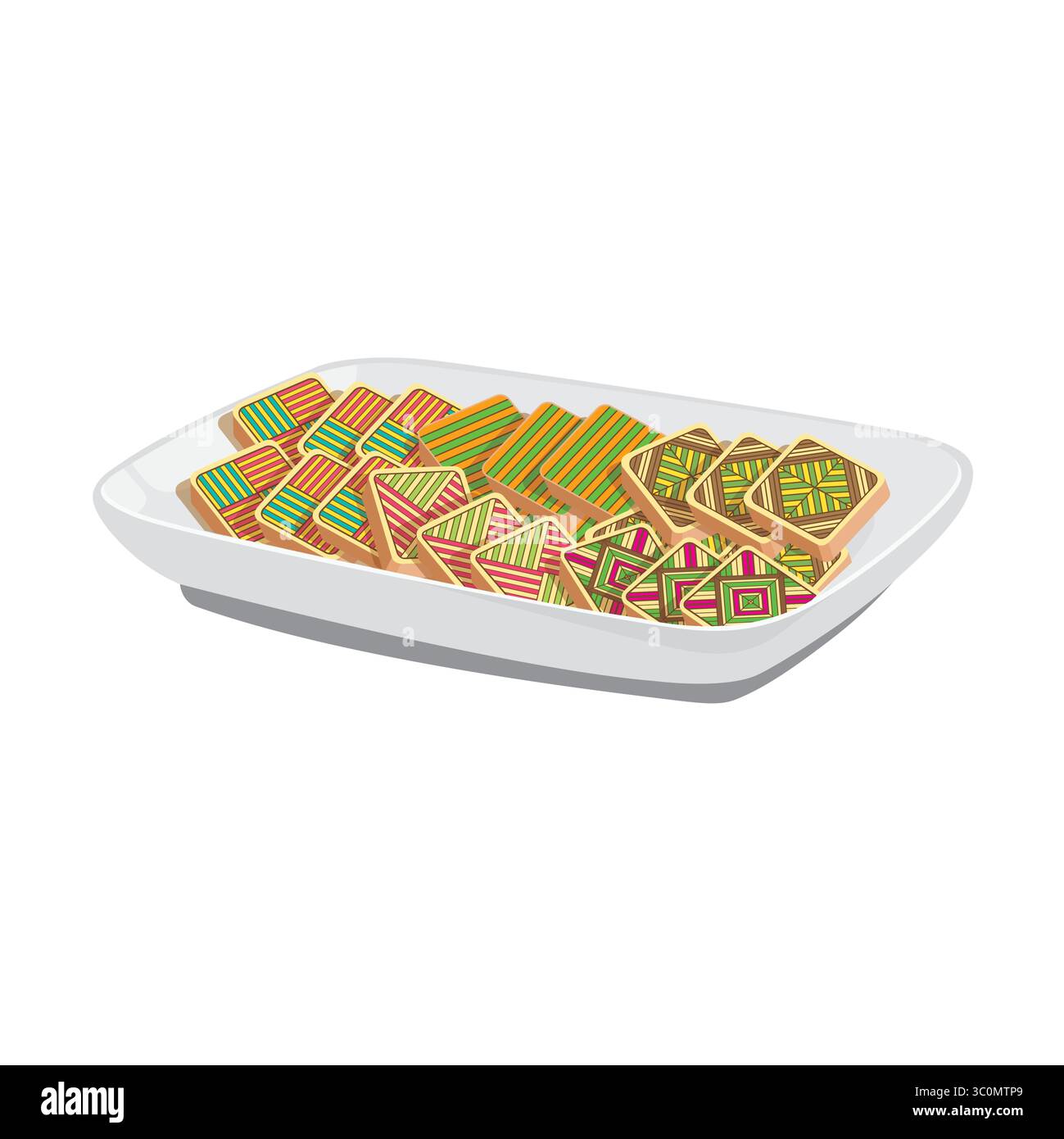 Vector illustration of famous assorted Malaysian traditional sweet, kek ...