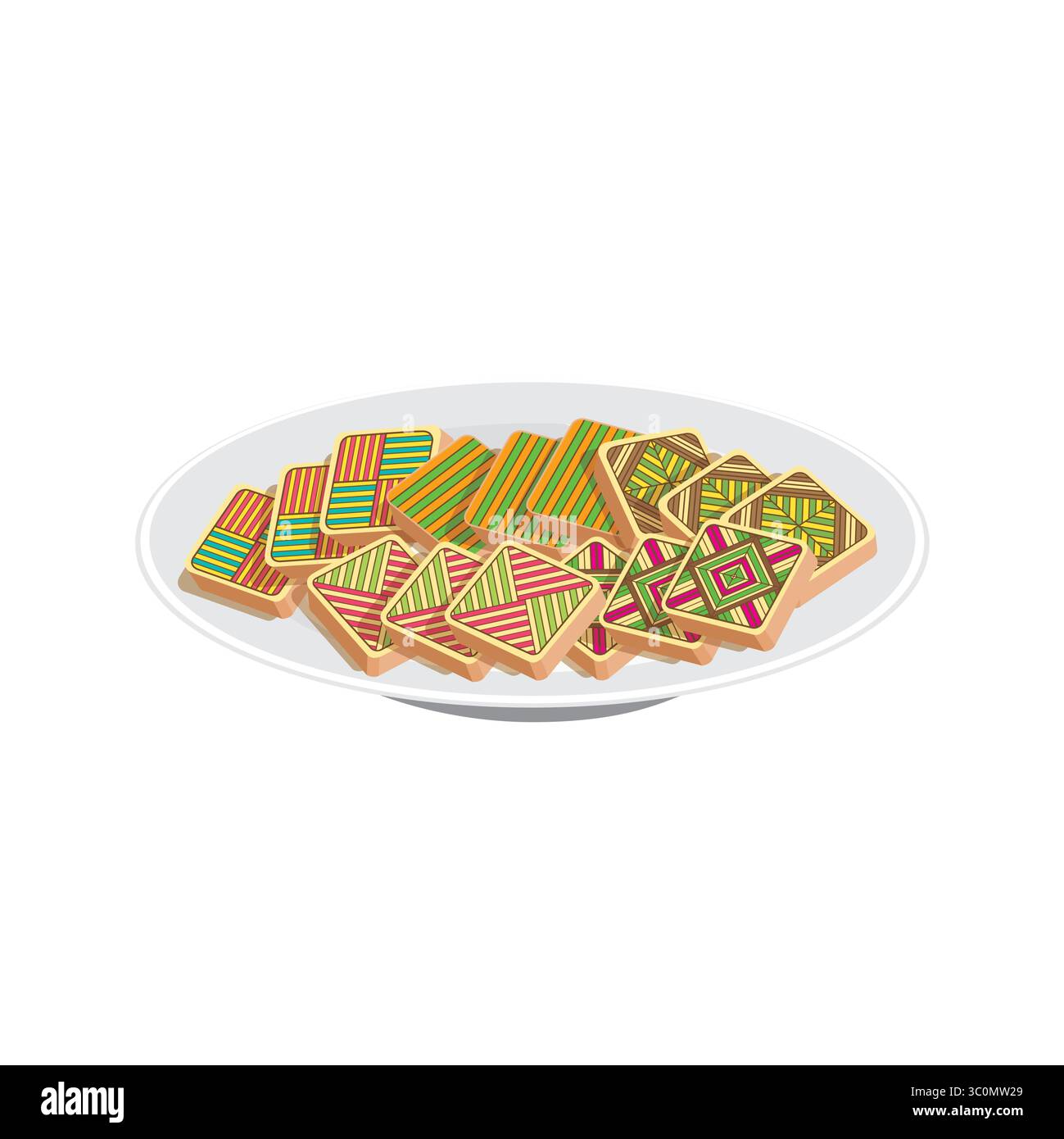 Vector illustration of famous assorted Malaysian traditional sweet, kek ...