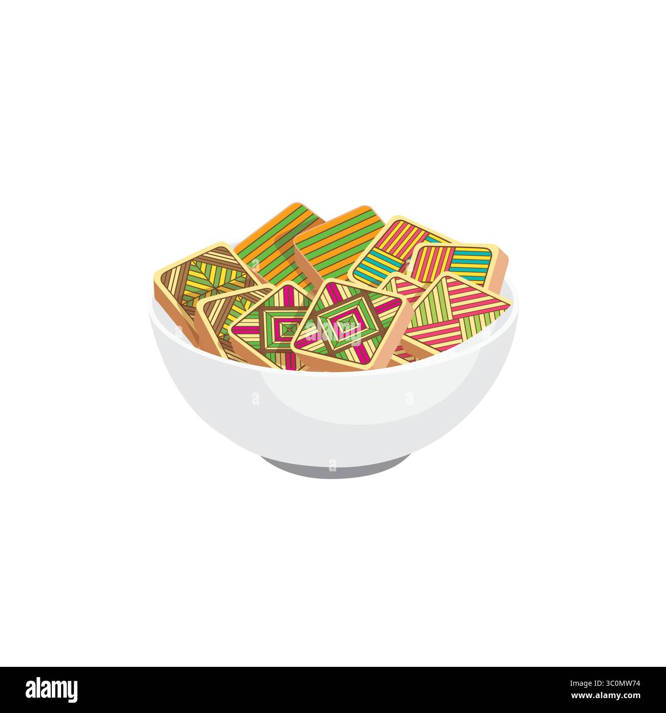 Vector illustration of famous assorted Malaysian traditional sweet, kek ...