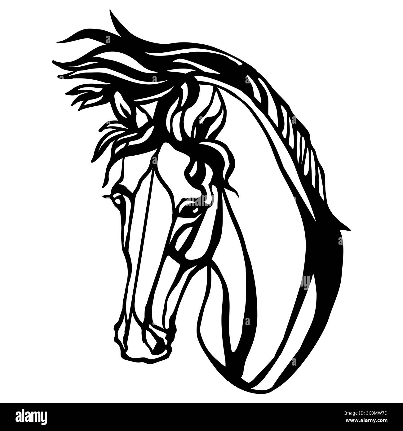 Closed-loop wild mustang head template vector illustration Stock Vector ...