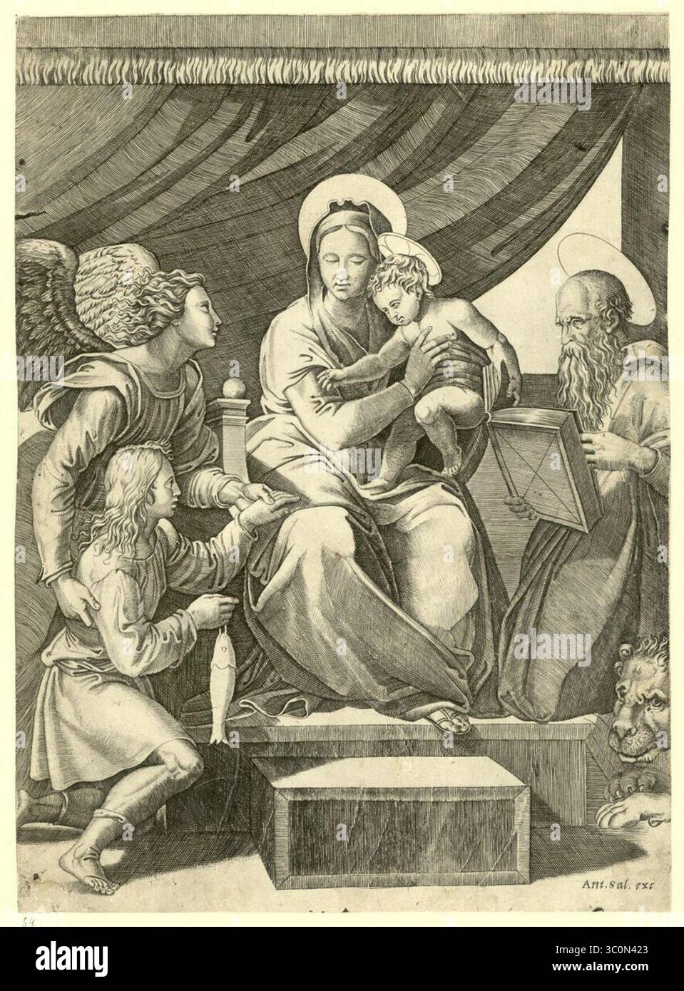 Marco Dente - Madonna mit dem Fisch Stock Photo - Alamy