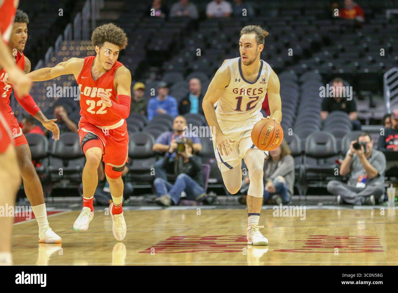 December 07, 2018: Saint Mary's College guard Tommy Kuhse (12) bring ...