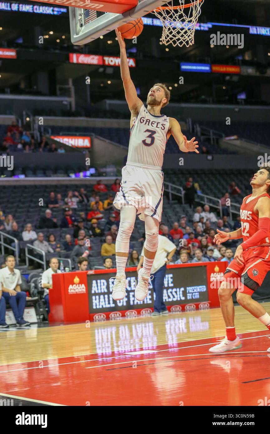 December 07, 2018: Saint Mary's College guard Jordan Ford (3) lays up ...