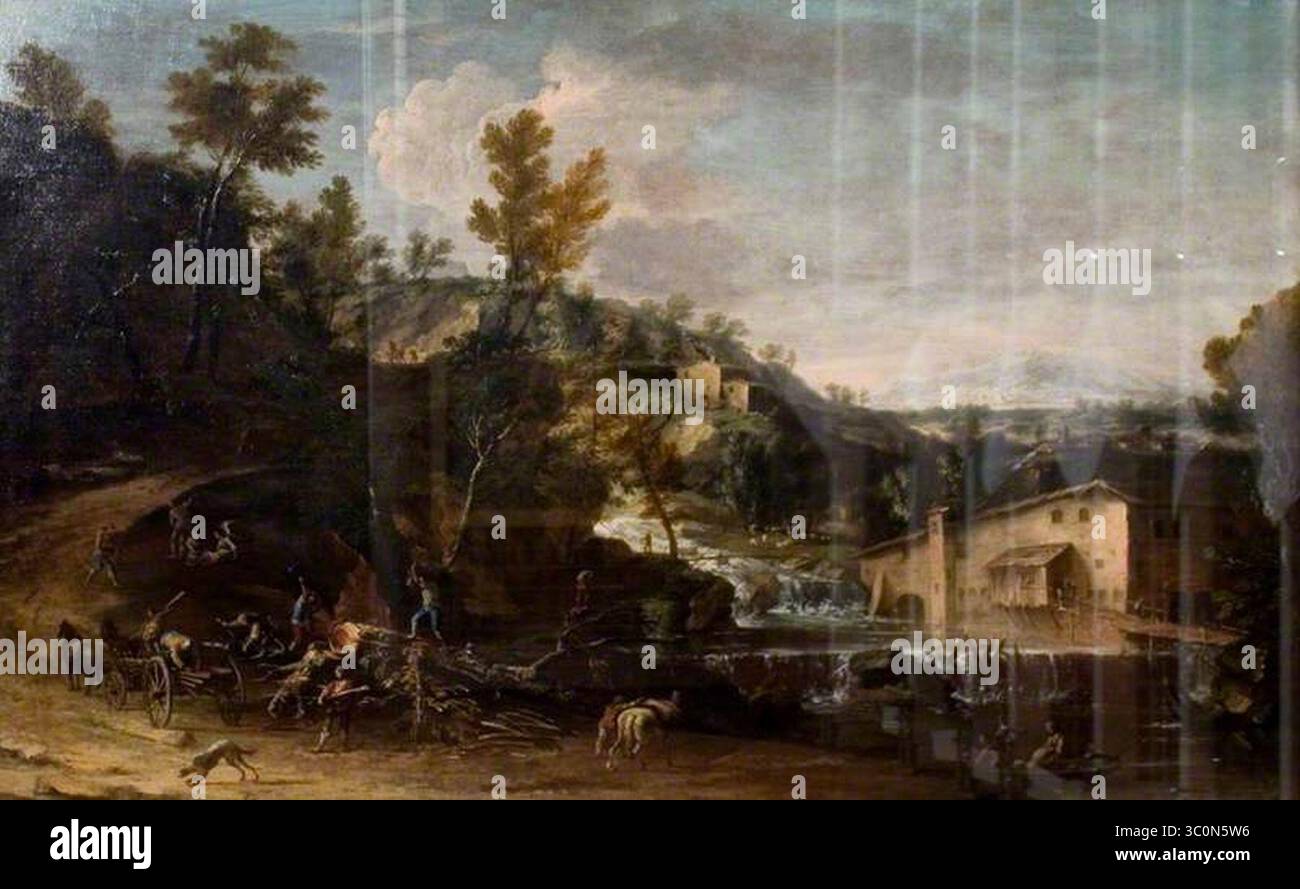 Marco Ricci (1676-1730) - Landscape with Woodcutters Stock Photo - Alamy