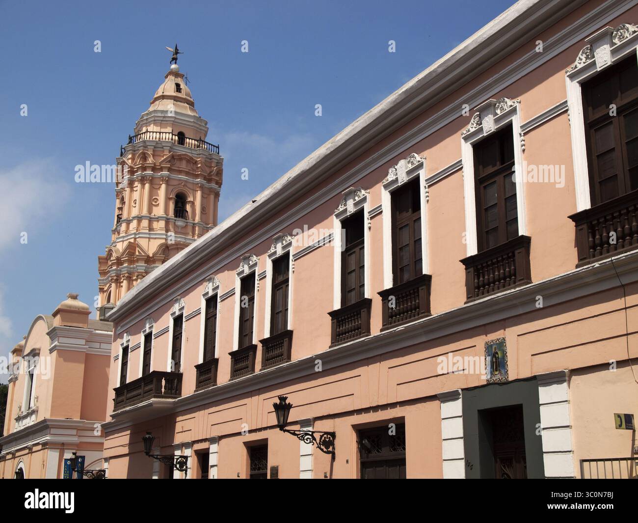 February 7, 2016 - Lima, Lima, Peru - Tower of the basilica of Our Lady ...