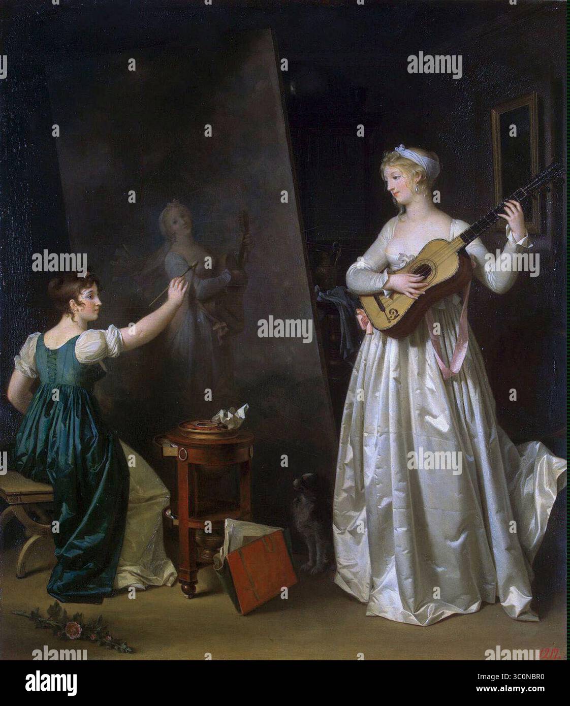 Marguerite Gérard - Painter when painting a portrait of a lute player ...