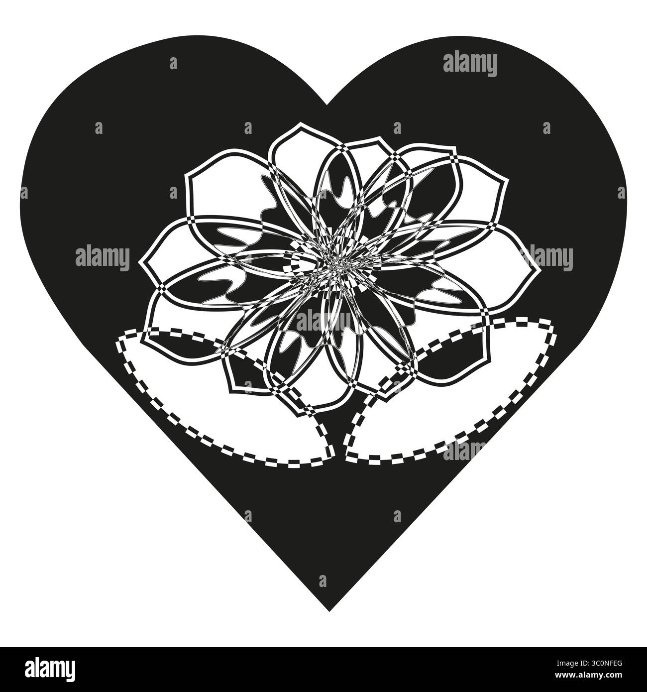 Heart pattern icon. Love weave symbol. Black lace design. Vector ...