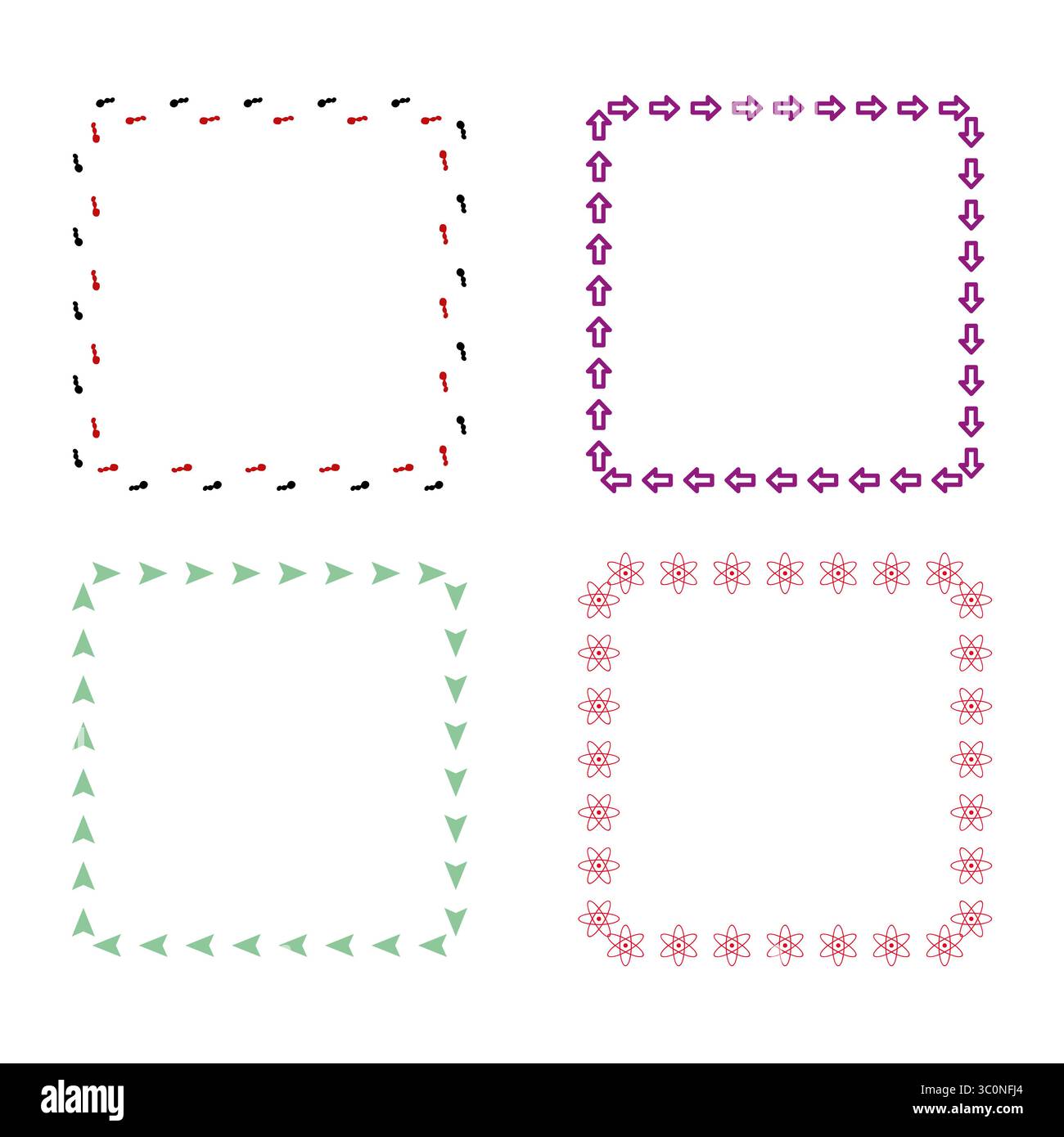Arrow frame squares. Directional icon patterns. Vector motion symbols ...