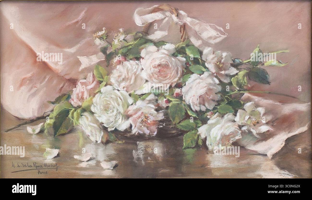 Maria Luisa de la Riva y Callol de Muñoz Still life with roses Stock ...