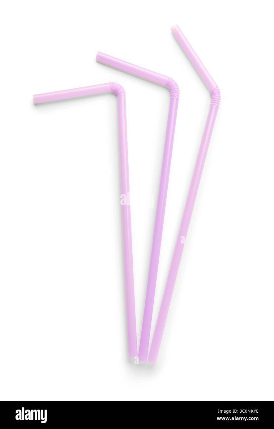 Purple plastic straws on white background Stock Photo - Alamy