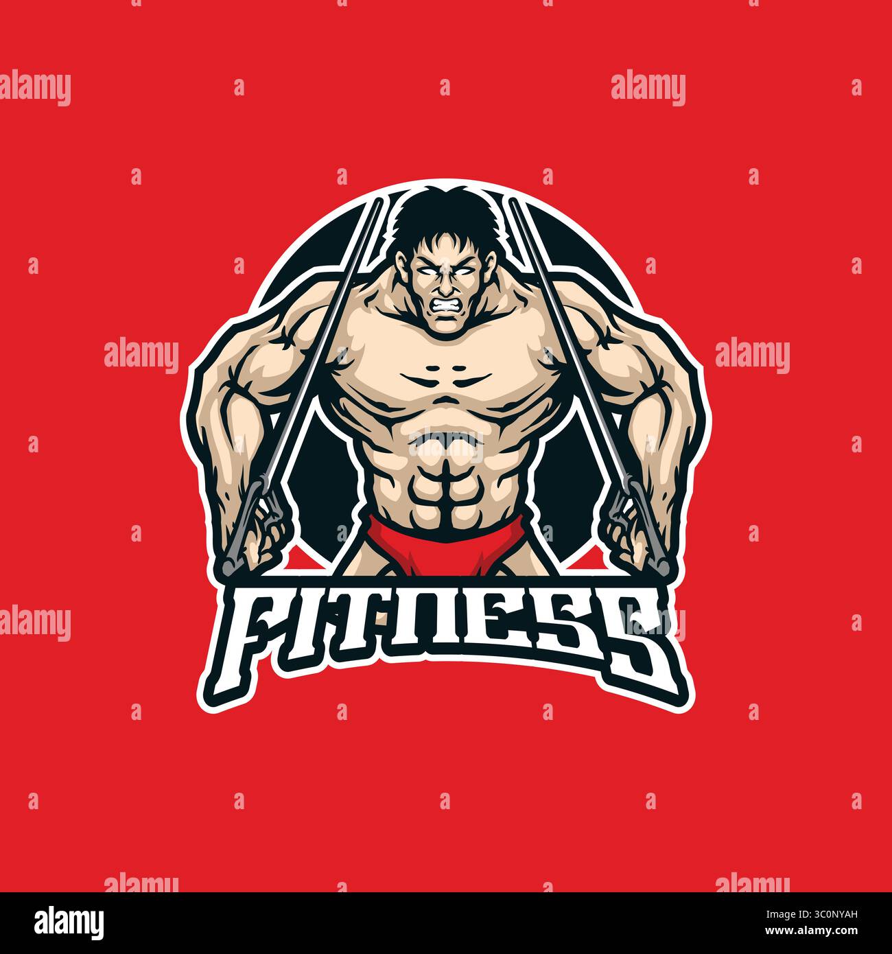 Fitness mascot logo design vector with modern illustration concept ...