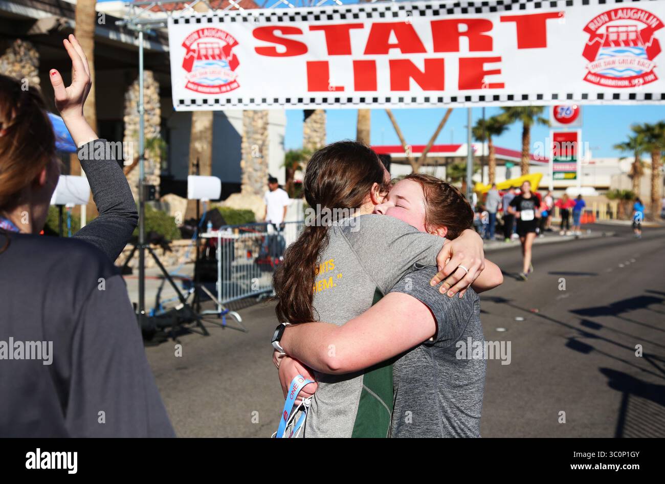Dec 1, 2018 - Laughlin, Nevada, U.S. - Runners hug each other at the ...