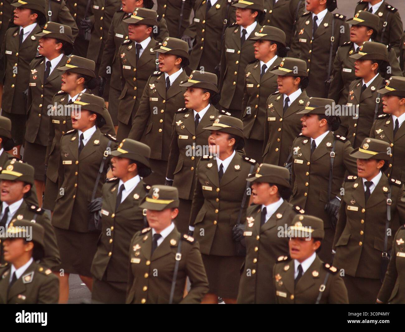 July 29, 2016 - Lima, Lima, Peru - Peruvian female soldiers marching on ...