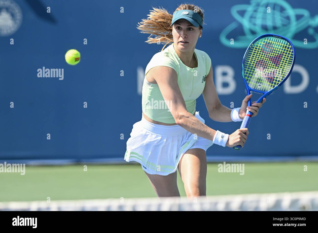 July 21, 2025, Washington, D.C, U.S: EUGENIE BOUCHARD hits a backhand ...