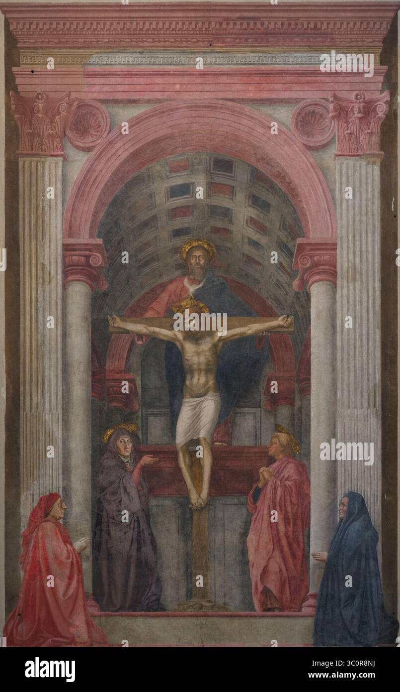 Masaccio, Holy Trinity, 1425-28, Santa Maria Novella, Florence Stock ...