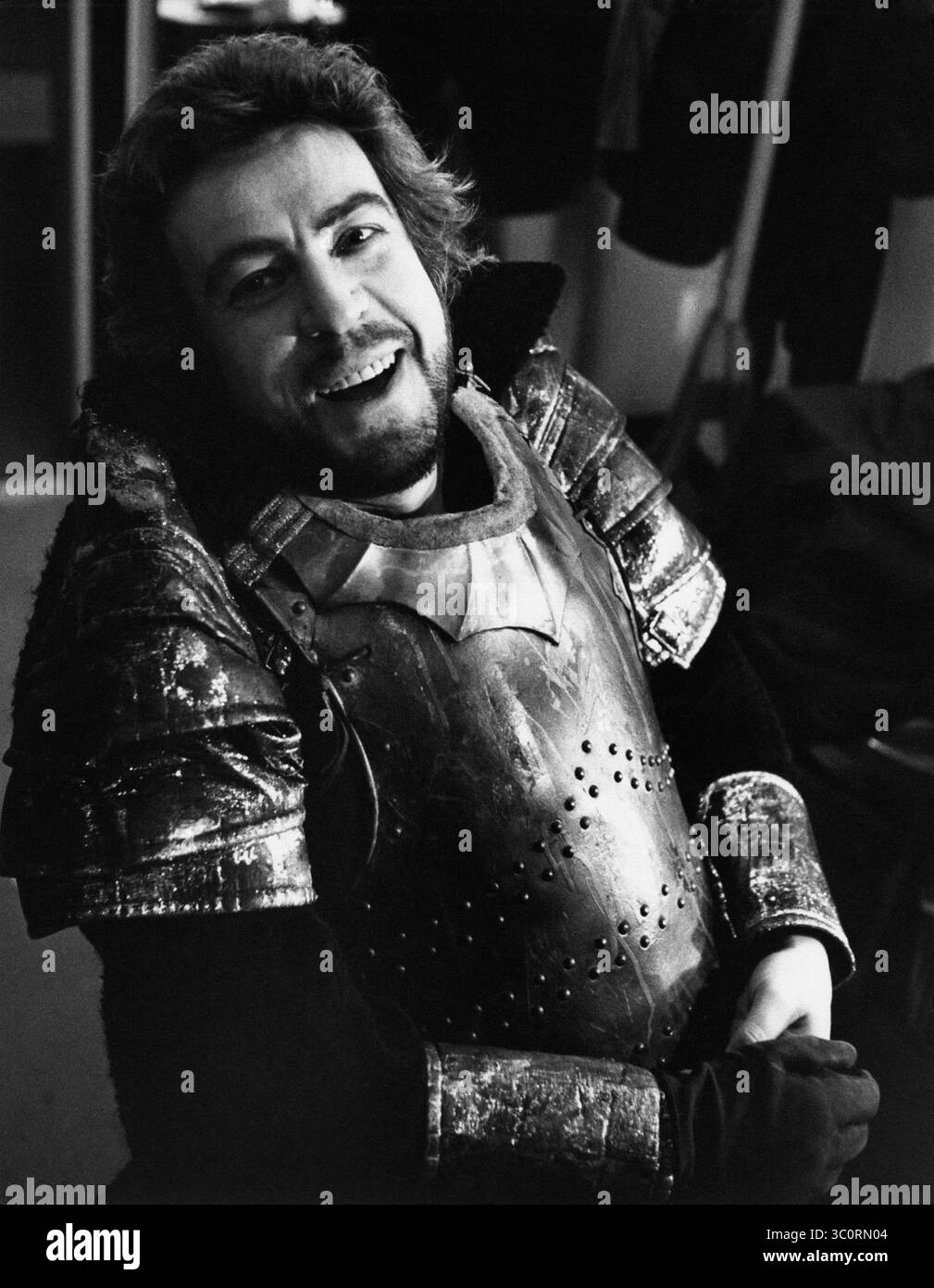 Italian actor Glauco Mauri smiling with the armour of Macbeth in the ...